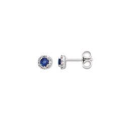 OROLINO Ohrringe Gold 585 mit 2x Safir blau und 24x Brillant zus. 0,12ct.