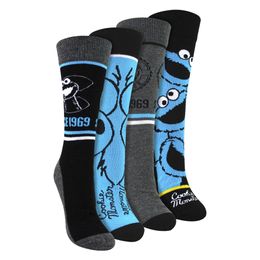 4 Paar Herren Baumwolle Spa&szlig;-Socken - Cookie Monster Muster Bequeme Socken