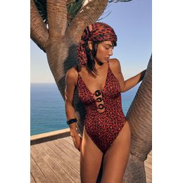 Badeanzug Triumph "Midnight Swim O 02", Damen, Gr. 36, Cup D, braun combination, Microfaser, Obermaterial: 82% Polyamid, 18% Elasthan, Badeanz&uuml;ge Badeanzug, weich und gl&auml;nzend