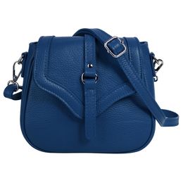 Umh&auml;ngetasche CLUTY, Damen, Gr. B/H/T: 19cm x 17cm x 7cm onesize, blau, Leder, leicht gl&auml;nzend, unifarben, Taschen Umh&auml;ngetasche, echt Leder, Made in Italy