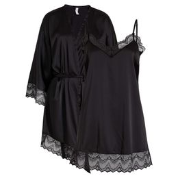 bonprix Morgenmantel-Set: Kimono + Neglig&eacute; (2-tlg. Set), schwarz, Gr.36/38 (S), ein tolles Set mit sch&ouml;ner Spitze
