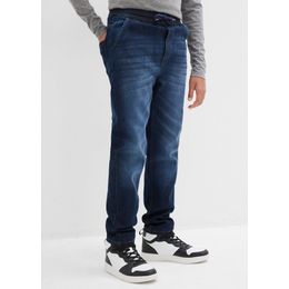 bonprix Thermo Regular Fit Schlupfjeans mit Jerseyfutter Straight, blau, Gr.164, Coole Thermo-Schlupfjeans f&uuml;r Jungen mit elastischem Bund, 82% Baumwolle