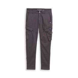 Tom Tailor Herren Tapered Cargo Hose mit Stretch, schwarz, Uni, Gr. 30/34