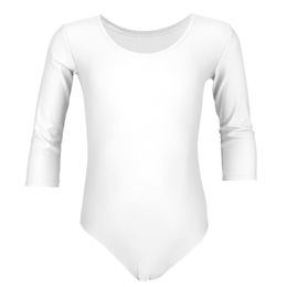 Turnanzug AQUARTI "Body M&auml;dchen Ballett Trikot 3/4 Arm", Kinder, Gr. 146, wei&szlig;, Obermaterial: 80% Polyamid PA. 20% Elasthan EL., Sportanz&uuml;ge