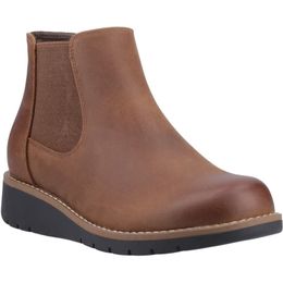 Hush Puppies Leonie Damen Chelsea Stiefel aus braunem Leder