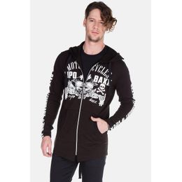Cipo & Baxx Sweatjacke CIPO & BAXX "Strickjacken", Herren, Gr. L, schwarz, 65% Baumwolle, 30% Polyester, 5% Elasthan, bedruckt, slim fit normal, Raglan&auml;rmel, Sweatjacken Sweatjacke, mit Print,CK-239