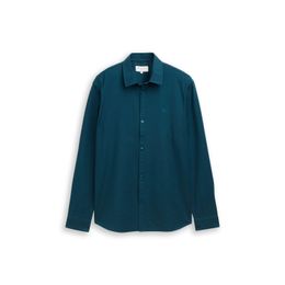 Tom Tailor Denim Herren Regular Fit Hemd mit Logo-Stickerei, gr&uuml;n, Uni, Gr. S