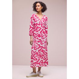 Maxikleid Street One, Damen, Gr. 40, EURO-Gr&ouml;&szlig;en, magenta dream, Stoff, 100% Viskose, gemustert, comfort fit kn&ouml;chelfrei, Rundhals, B&uuml;ndchen, Kleider Maxikleid, mit allover Print