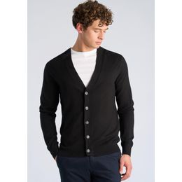 Cardigan LINDBERGH "Cardigan Relaxed Fit", Herren, Gr. L, schwarz, Obermaterial: 80% Viskose, 20% Nylon, unifarben, Strickjacken