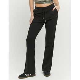 Sweathose Tally Weijl "SPAPEJACIN", Damen, Gr. 40, N-Gr, schwarz, Sweatware, Obermaterial: 69% Polyester, 23% Modal, 8% Elasthan, unifarben, relaxed fit lang, Hosen Sweathose, Materialmix, mit ausgestelltem Bein und Bindeband