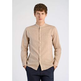 Leinenhemd LINDBERGH "Leinenhemd (Langarm) Relaxed Fit", Herren, Gr. L, Normalgr&ouml;&szlig;en, beige (mid sand), Obermaterial: 55% Leinen, 45% Baumwolle, Hemden