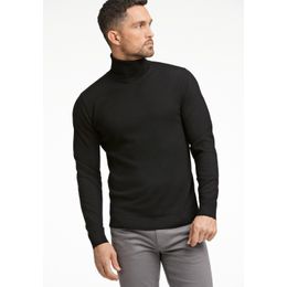 Rollkragenpullover LINDBERGH "Rollkragenpulli Comfort Fit", Herren, Gr. L, schwarz, Obermaterial: 100% Schurwolle, unifarben, hoch geschlossener Ausschnitt, Pullover Rollkragenpullover