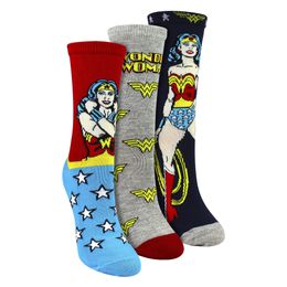 3 Paar Damen Baumwoll-Socken mit Wonder Woman-Muster - Bequeme Socken