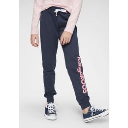 Sweathose Kangaroos, M&auml;dchen, Gr. 128/134, N-Gr, blau (marine), Sweatware, Obermaterial: 100% Baumwolle, bedruckt, schmal lang, Hosen Sweathose, mit Glitzerdruck am Bein
