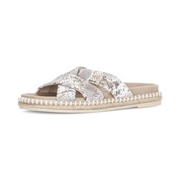 Pantolette Gabor, Damen, Gr. 42, grau, silberfarben, Ziegenleder, Reptilienpr&auml;gung, Schuhe Pantolette, Plateau, Sommerschuh, Schlupfschuh in modischer Optik