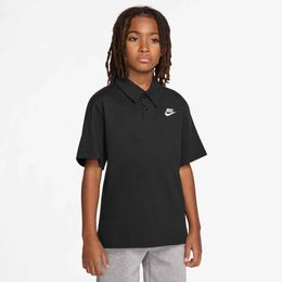 Poloshirt Nike Sportswear "K NSW CLUB KNIT SS POLO LBR", Jungen, Gr. L, schwarz, wei&szlig;, Obermaterial: 100% Baumwolle, Shirts, f&uuml;r Jugendliche, klassischer Umlegekragen, 2-Knopf-Leiste