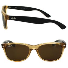 Ray-Ban Sonnenbrille New Wayfarer 2132 945/57 Honig Kristall Braun Polarisiert 55mm