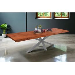 Esstisch-erweiterbar Cali XL 220 / nussbaumfarben / 220(320)x100 / Spider-Gestell Silber