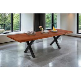 Esstisch-erweiterbar Cali XL 220 / nussbaumfarben / 220(320)x100 / X-Gestell Schwarz