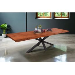 Esstisch-erweiterbar Cali XL 220 / nussbaumfarben / 220(320)x100 / Spider-Gestell Schwarz