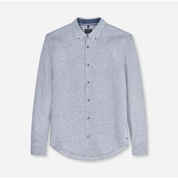 Langarmhemd OLYMP, Herren, Gr. L, N-Gr, royal, Web, Obermaterial: 100% Leinen, regular fit, 1-Knopf-Manschette, Hemden, Casual, Button-down-Kragen, regular fit, Leinen