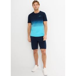 bonprix T-Shirt und Sweat-Bermuda (2-tlg.Set), blau, Gr.68/70 (4XL), modernes Set bestehend aus T-Shirt und Sweat-Bermuda aus hautfreundlicher Baumwolle - Jedes Teil ein Unikat, aus 100% Baumwolle