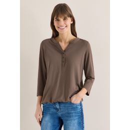 3/4-Arm-Shirt Cecil, Damen, Gr. S (38), urban taupe, Web, 50% Baumwolle, 50% Modal, unifarben, normal normal, Rundhals, abgesteppt, Shirts 3/4-Arm-Shirt, mit 3/4 &Auml;rmeln