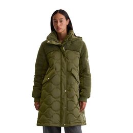 Marc O'Polo Daunenjacke MARC O'POLO "mit l&auml;ssigen Teddypl&uuml;sch-Details", Damen, Gr. 34, mossy olive, Obermaterial: 100% Polyester. F&uuml;llung: 70% Daune, 30% Feder, unifarben, relaxed fit, Strickb&uuml;ndchen, Jacken Daunenjacke
