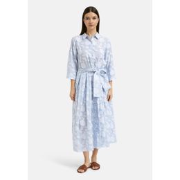 Sommerkleid Milano Italy, Damen, Gr. 40, Normalgr&ouml;&szlig;en, light blau print, Web, Material: 100% Baumwolle, bedruckt, gemustert, regular fit Midi, hoch geschlossener Ausschnitt, &Auml;rmel mit &Auml;rmelschlitz 1-Knopf-Manschette, Kleider Sommerkleid, mit Taschen