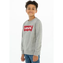 Sweatshirt LEVI'S KIDS "LVB LVB FRENCH TERRY BATWING", Jungen, Gr. 14/164, grau (hellgrau), Sweatware, Obermaterial: 55% Baumwolle, 45% Polyester, bedruckt, Basic normal, Rundhals, Rippb&uuml;ndchen, Sweatshirts Sweatshirt, mit gro&szlig;em Logo