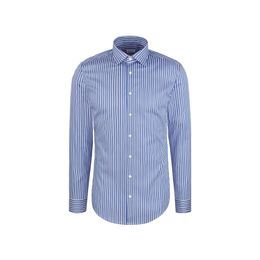 Businesshemd Seidensticker "Schwarze Rose", Herren, Gr. S (38), normale &Auml;rmell&auml;ngen, mittelblau, 100% Baumwolle, gestreift, slim fit, 2-Knopf-Manschette, Hemden, Slim 1/1 Kentkragen Gestreift