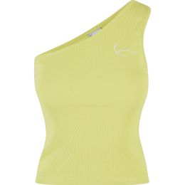 Muskelshirt Karl Kani "Karl Kani Damen", Damen, Gr. L, lime, 97% Baumwolle, 3% Elasthan, slim fit, asymmetrischer Ausschnitt, Shirts