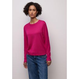 Rundhalspullover Street One, Damen, Gr. 38, magenta dream, Stoff, 86% Viskose, 14% Polyester, unifarben, normal normal, Rundhals, Rippb&uuml;ndchen, Pullover Rundhalspullover, mit Rundhalsausschnitt