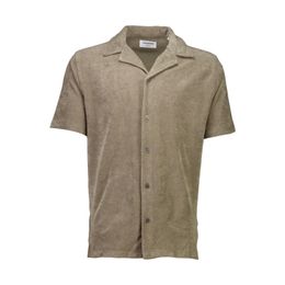 Kurzarmhemd LINDBERGH "Freizeithemd (Kurzarm) Relaxed Fit", Herren, Gr. L, Normalgr&ouml;&szlig;en, stone 125, Obermaterial: 80% Baumwolle, 20% Polyester, Hemden