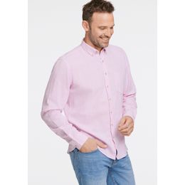 JACK'S INN 54 Leinenhemd JACK&rsquo;S "Leinenhemd (Langarm) Regular Fit", Herren, Gr. L, Normalgr&ouml;&szlig;en, rose, Obermaterial: 55% Leinen, 45% Baumwolle, Hemden