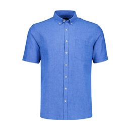 Leinenhemd LINDBERGH "Leinenhemd (Kurzarm) Relaxed Fit", Herren, Gr. L, Normalgr&ouml;&szlig;en, clear blau, Obermaterial: 55% Leinen, 45% Baumwolle, Hemden