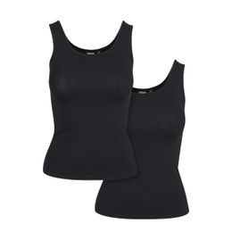 Tanktop Urban Classics "Urban Classics Damen Ladies 2-Pack Basic Stretch Top", Damen, Gr. 5XL, schwarz, 95% Baumwolle, 5% Elasthan, unifarben, slim fit, Tops Tanktop