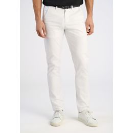 Chinos LINDBERGH "Chinos Slim Fit", Herren, Gr. 28, L&auml;nge 36, wei&szlig;, Obermaterial: 98% Baumwolle, 2% Elasthan, unifarben, slim fit, Hosen