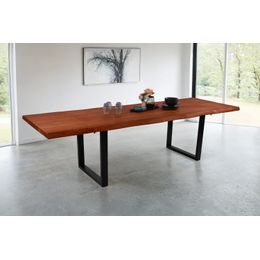 Esstisch-erweiterbar Cali XL 220 / nussbaumfarben / 220(320)x100 / U-Gestell Schwarz