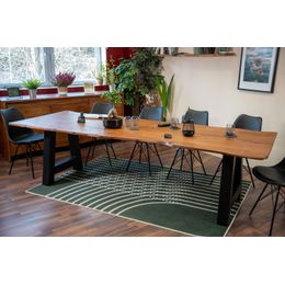 Baumkantentisch POLLY / nussbaumfarben / 300x100 / A-Gestell Schwarz