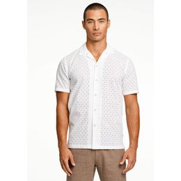Kurzarmhemd LINDBERGH "Freizeithemd (Kurzarm) Relaxed Fit", Herren, Gr. L, Normalgr&ouml;&szlig;en, wei&szlig;, Obermaterial: 100% Baumwolle, Hemden