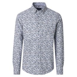 Leinenhemd Casamoda "Casamoda Leinenhemd Print", Herren, Gr. 4XL, Normalgr&ouml;&szlig;en, blau, 55% Leinen, 45% Baumwolle, bedruckt, l&auml;ssig geschnitten, Hemden