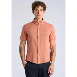 Leinenhemd LINDBERGH "Leinenhemd (Kurzarm) Relaxed Fit", Herren, Gr. L, Normalgr&ouml;&szlig;en, soft coral, Obermaterial: 55% Leinen, 45% Baumwolle, Hemden