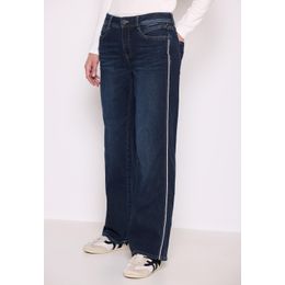 Loose-fit-Jeans STREET ONE STUDIO, Damen, Gr. 32, L&auml;nge 30, dunkelblau washed, Jeans, 72% Baumwolle, 25% Polyester, 3% Elasthan, unifarben, lang, Jeans, Middle Waist