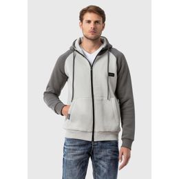 Cipo & Baxx Sweatjacke CIPO & BAXX "Sweatjacken", Herren, Gr. L, grau, 70% Baumwolle, 30% Polyester, unifarben, regular fit normal, Raglan&auml;rmel, Sweatjacken Sweatjacke, im 2-Farben-Design