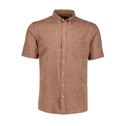 Leinenhemd LINDBERGH "Leinenhemd (Kurzarm) Relaxed Fit", Herren, Gr. L, Normalgr&ouml;&szlig;en, braun, Obermaterial: 55% Leinen, 45% Baumwolle, Hemden