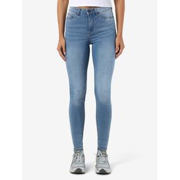 Skinny-fit-Jeans Noisy may "NMCALLIE HW SKINNY JEANS VI059LB NOOS", Damen, Gr. 26, L&auml;nge 32, blau (light blau denim), Denim/Jeans, Obermaterial: 75% Baumwolle, 18% Polyester, 5% Viskose, 2% Elasthan, unifarben, skinny fit, Jeans