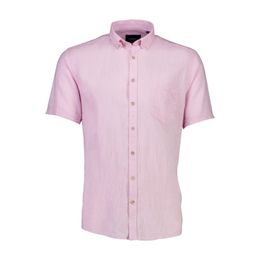 Leinenhemd LINDBERGH "Leinenhemd (Kurzarm) Relaxed Fit", Herren, Gr. L, Normalgr&ouml;&szlig;en, rosa (rose), Obermaterial: 55% Leinen, 45% Baumwolle, Hemden