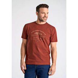 Kurzarmshirt Bison "T-Shirt (Kurzarm) Comfort Fit", Herren, Gr. L, dk rot, Obermaterial: 95% Baumwolle, 5% Elasthan, l&auml;ssig geschnitten, Rundhals, Shirts