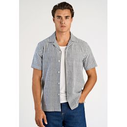 Kurzarmhemd LINDBERGH "Freizeithemd (Kurzarm) Relaxed Fit", Herren, Gr. L, Normalgr&ouml;&szlig;en, dk blau, Obermaterial: 98% Baumwolle, 2% Elasthan, Hemden